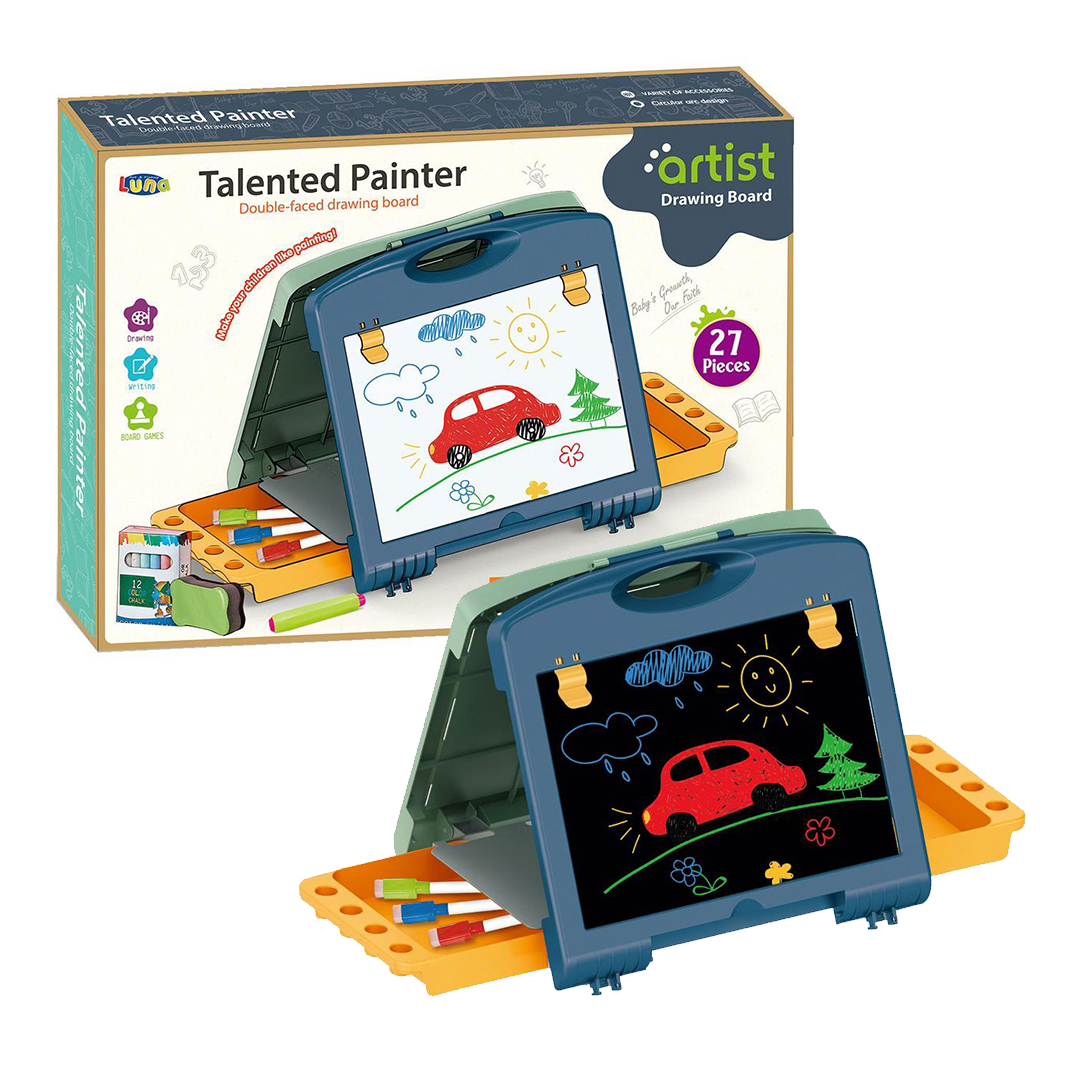 LUNA Artist Drawing Board for Kids Fun Colorful Double Drawing Board ...