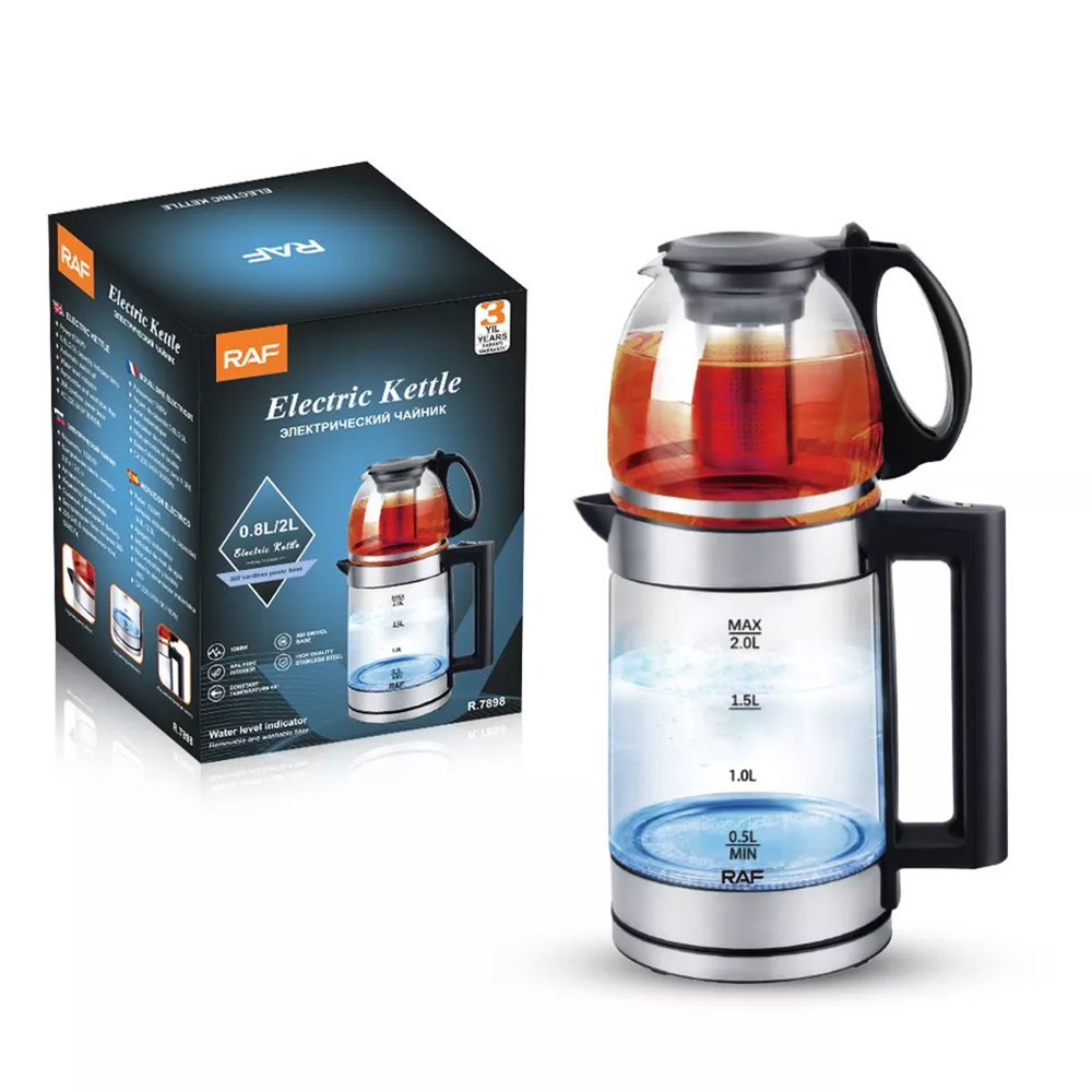 RAF Double Stainless Steel 1500W Hot Water Kettle 2L Large Capacity ...