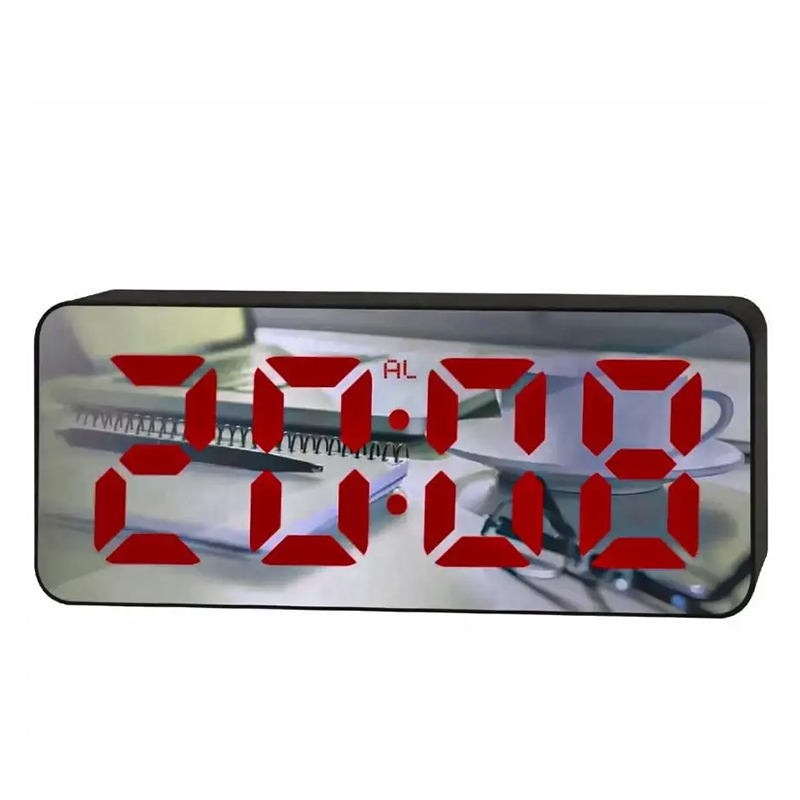 LED 3821L Mirror Desk Clock with Alarm Clock and Calendar Mirror desk ...