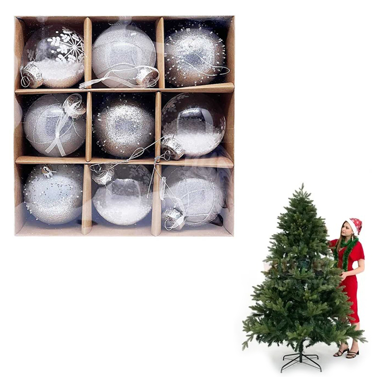 Yolka Şarı BB 224-2 Yeni il Aksesuarları Gümüş 9 Ədəd Yeni il Oyuncaq ...