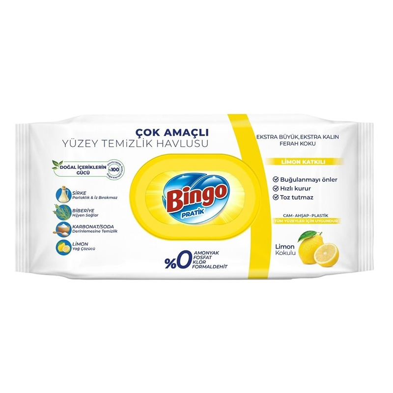 Bingo Surface Cleaning Towel Lemon Scented 96-Piece Practical Surface ...