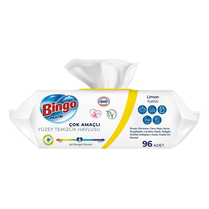 Bingo Surface Cleaning Towel Lemon Scented 96-Piece Practical Surface ...