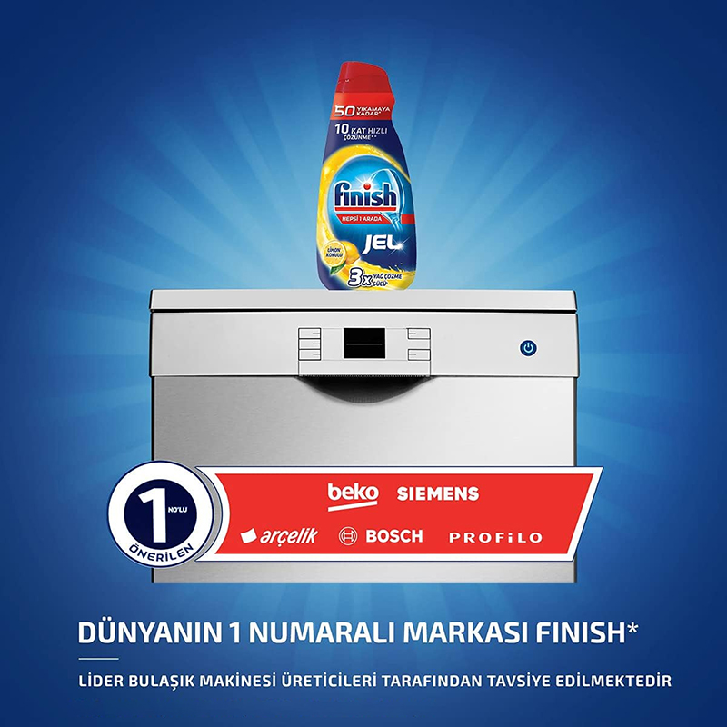 Finish All-in-One Gel Dishwasher Detergent 1000 ml Lemon Dishwashing ...