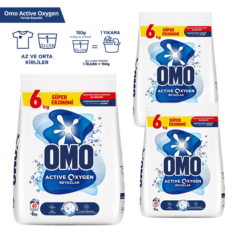 Omo Active Oxygen 40 Washing 6 Kg Super Economy Frequently Washed ...