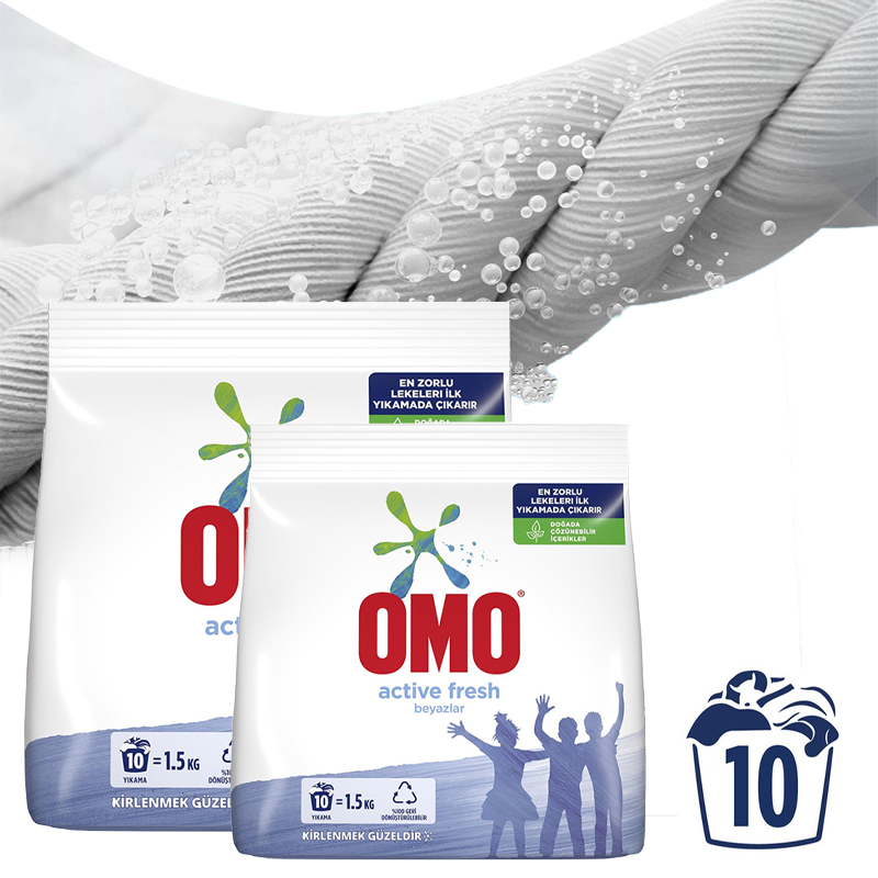 Omo Active Fresh Powder Laundry Detergent 1.5k 10 Washes 1500 G Active ...