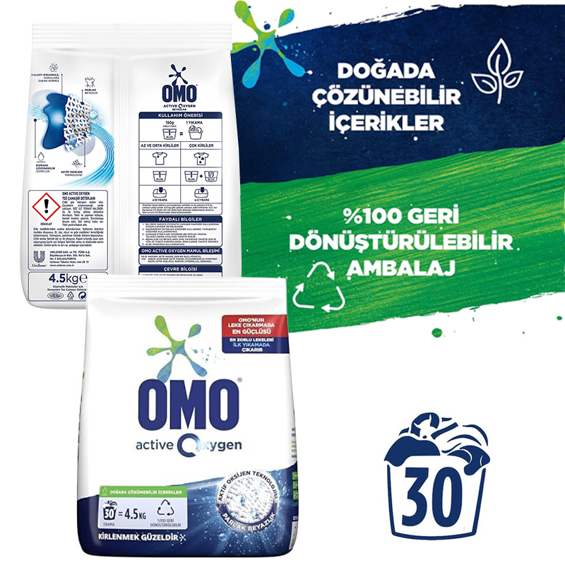 OMO MATIC ACTIVE OXYGEN 4500 GR Powder Washing Nets 4.5 KG 30 Yuma ...