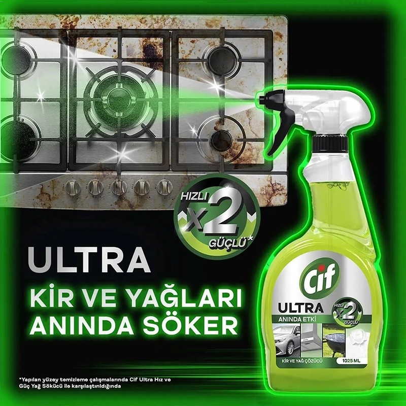 Cif Ultra Instant Effect Dirt and Oil Remover 1025 ml Car Home Cleaning ...