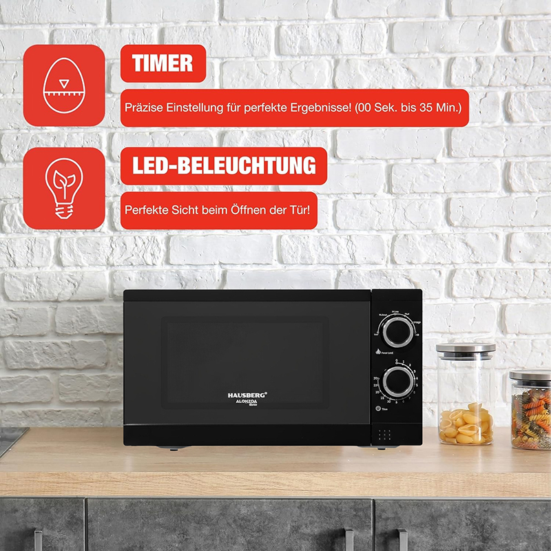 Hausberg HB8005NG Microwave Oven 20lt Black 700W Microwave Oven with ...