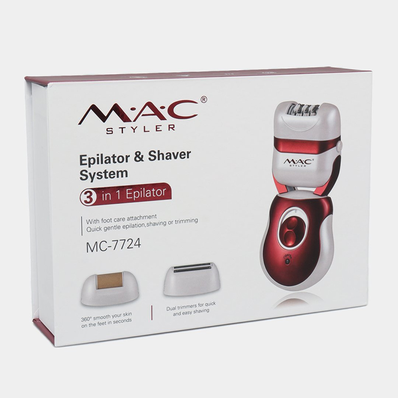 MAC Styler 3-in-1 Epilator MC-7700 Cordless Body Epilator for Women Kit ...