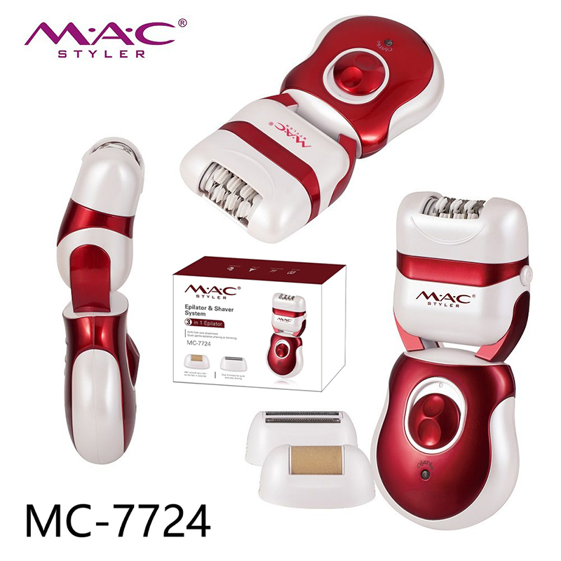 MAC Styler 3-in-1 Epilator MC-7700 Cordless Body Epilator for Women Kit ...