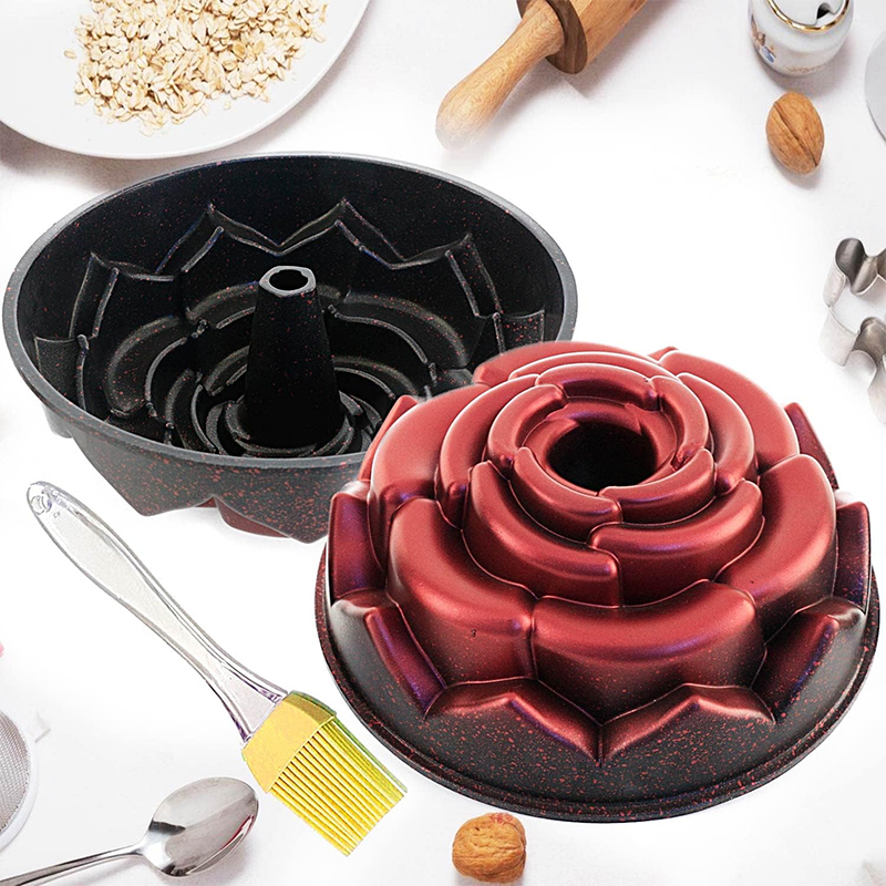Non-stick coated cake pan, granite cake baking pan, round flower cake ...