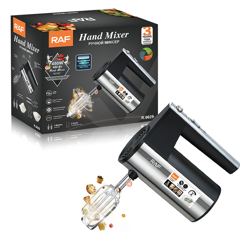 RAF Electric Hand Mixer, 450W Power, Black and Silver, R-6629, Kitchen ...