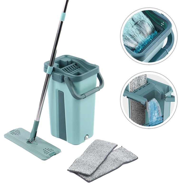 Plastic Floor Mop Cleaning Kit Durable Stainless Steel Microfiber Mop ...