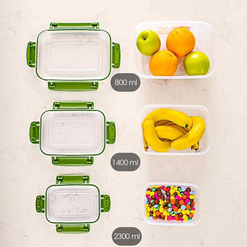 3 Pcs Clear Lock & Fresh Storage Container 400 Ml, 800 Ml, 1400 Ml ...