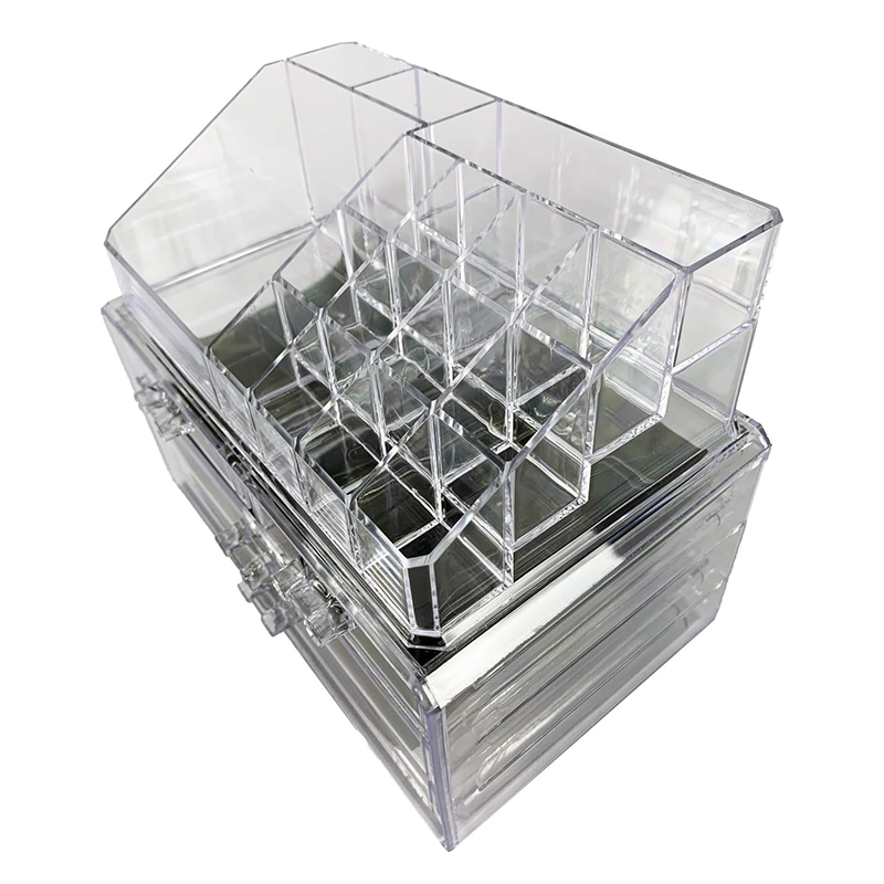 Cosmetic Storage Box Transparent Sliding Makeup Storage Box 4 Drawer ...