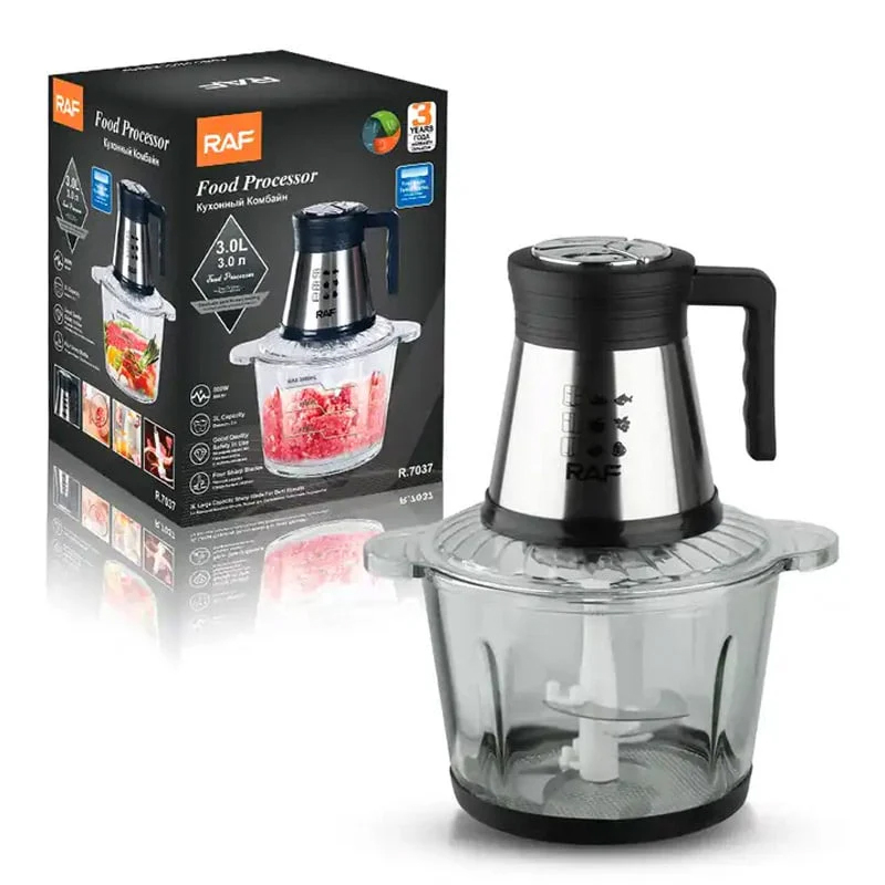 RAF Chopper 3L Capacity Glass Food Processor R.7037 Chopper 800W ...