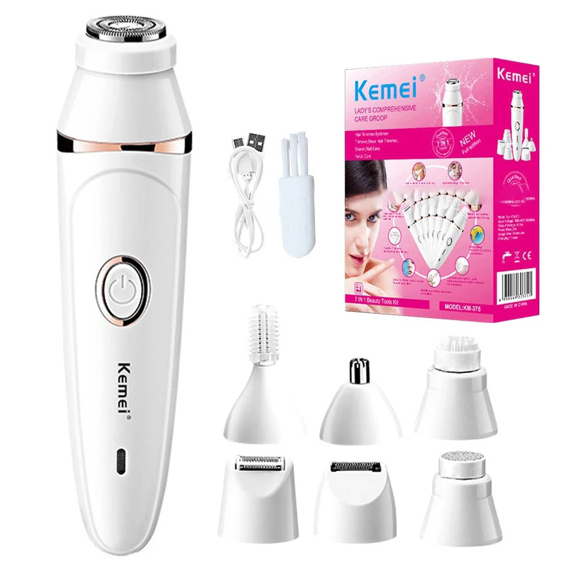 Kemei 7 in 1 Electric Epilator Kit Women's Shaver Rechargeable Women's ...