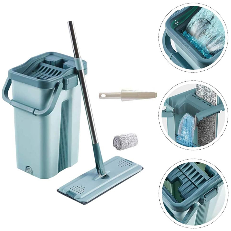 Plastic Floor Mop Cleaning Kit Durable Stainless Steel Microfiber Mop ...