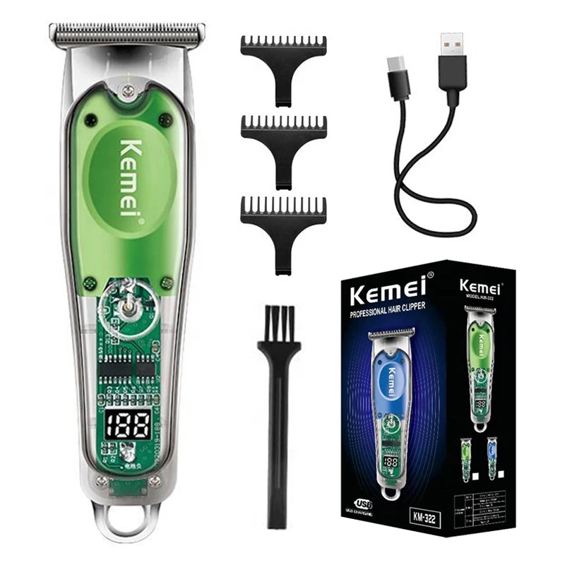 Kemei Men's Cordless LED Hair Trimmer Professional USB Fast Charging ...