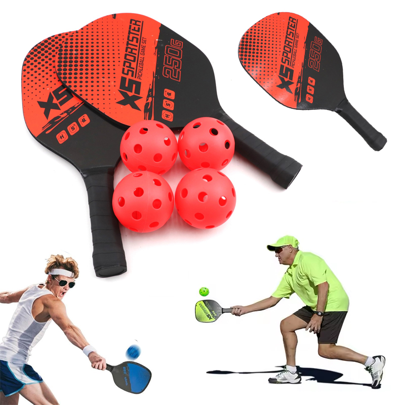 Pickleball Racket Red Pickleball Paddle Set Wooden Pickleball Rackets 4 ...