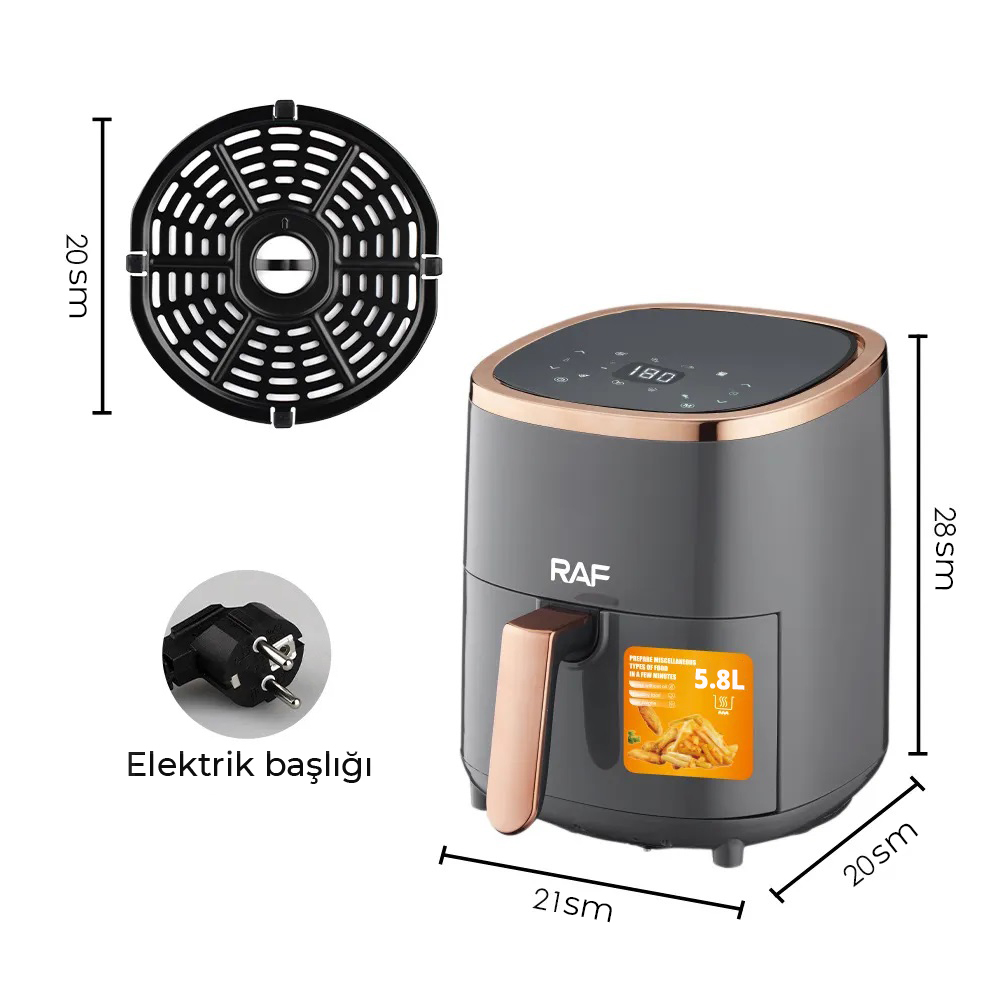 Large Capacity RAF Air Fryer 5.8L Functional Non-Stick Surface 1200W ...
