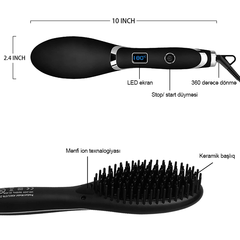 Professional Electric Hair Straightener Brush Ten-Step Gemei Hair ...