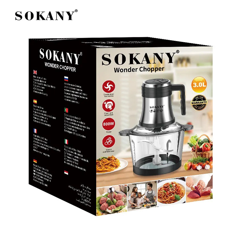Sokany Double Glass Kitchen Chopper 800W 3L Capacity Powerful Food ...