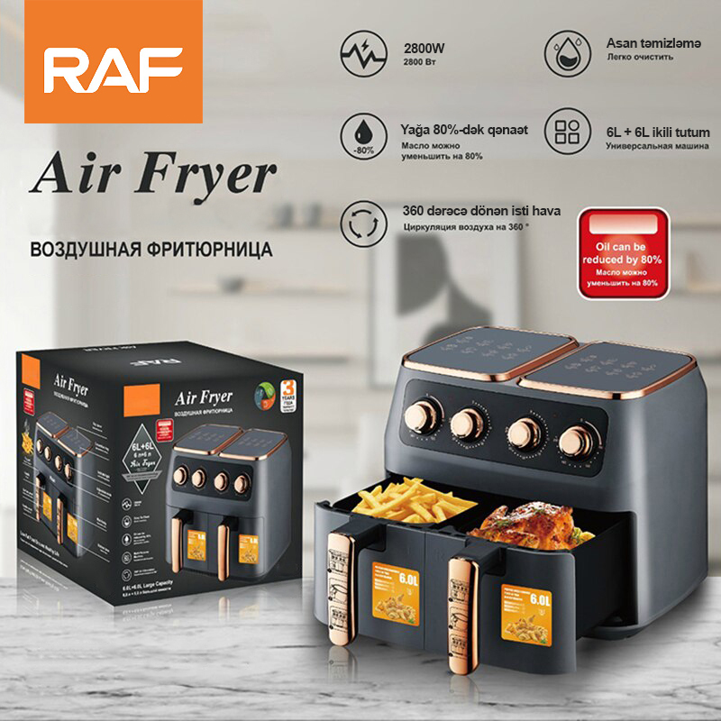New RAF 12 Liter Professional Air Fryer 2800W Two Pan Professional Non ...